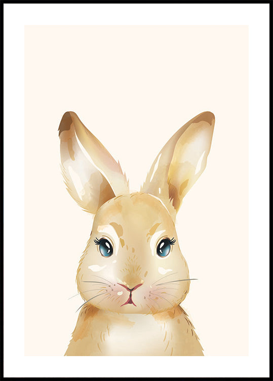 Lapin aquarelle mignon, impression de pépinière d'animaux Poster
